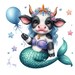 Mermaid Clipart, Cow Clipart, Rainbow Clip Art, PNG Watercolor, Cute ...