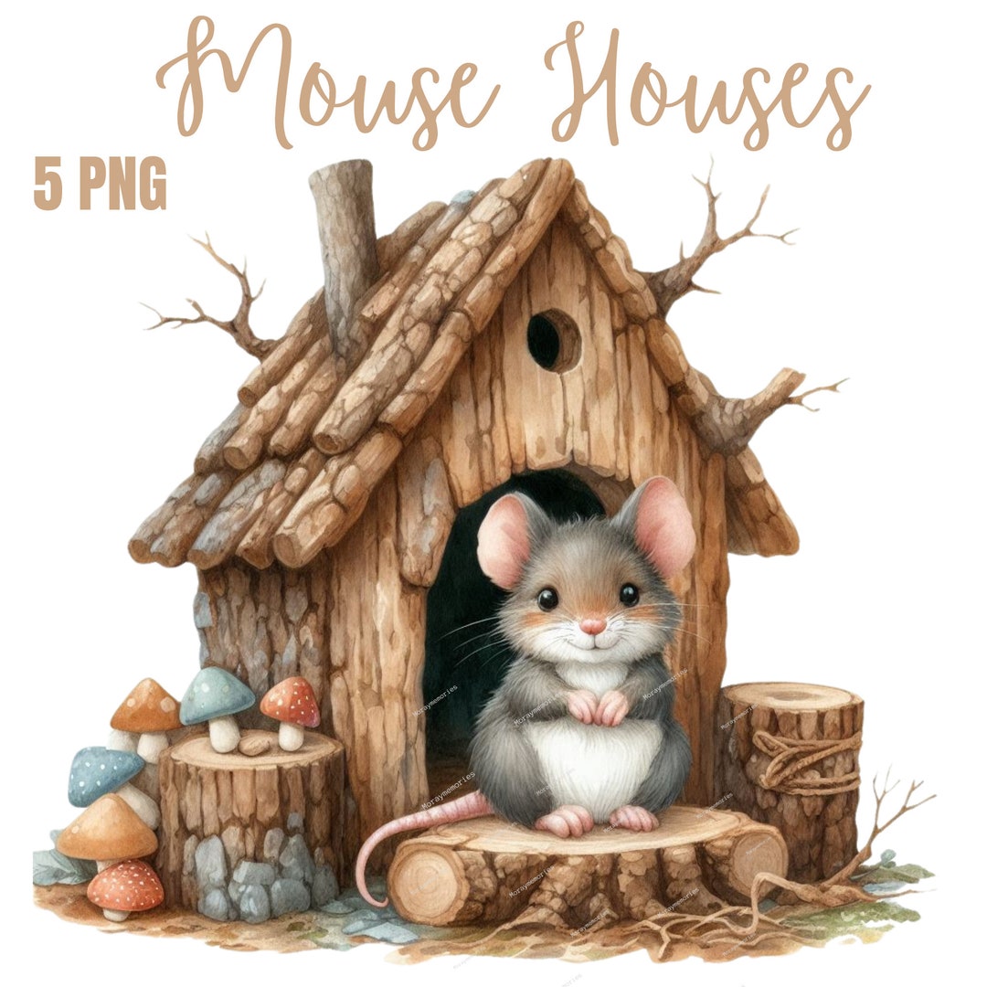Cute Mouse House Clipart, High Quality Pngs, Digital Planners, Junk ...