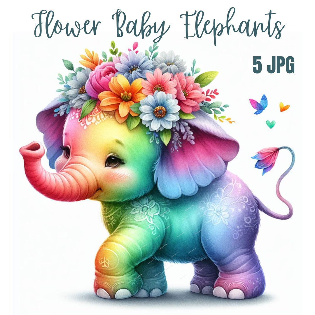Elephant, Elephant Clipart, Clipart,flower Baby Elephant Sublimation ...