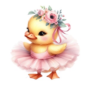 Watercolor Ballerina Duck Clipart, PNG Duckling Clipart, Ballet Duck in ...