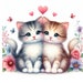 Kitten Love Clipart, Romantic Cats Clipart, Printable Watercolor ...