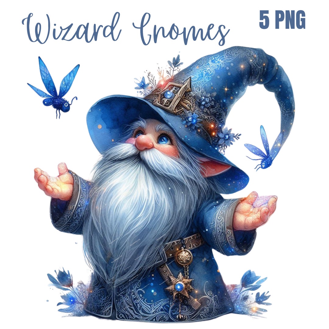 Watercolor Wizard Gnomes Clipart, PNG Gnome Clipart, Gnome Clipart ...