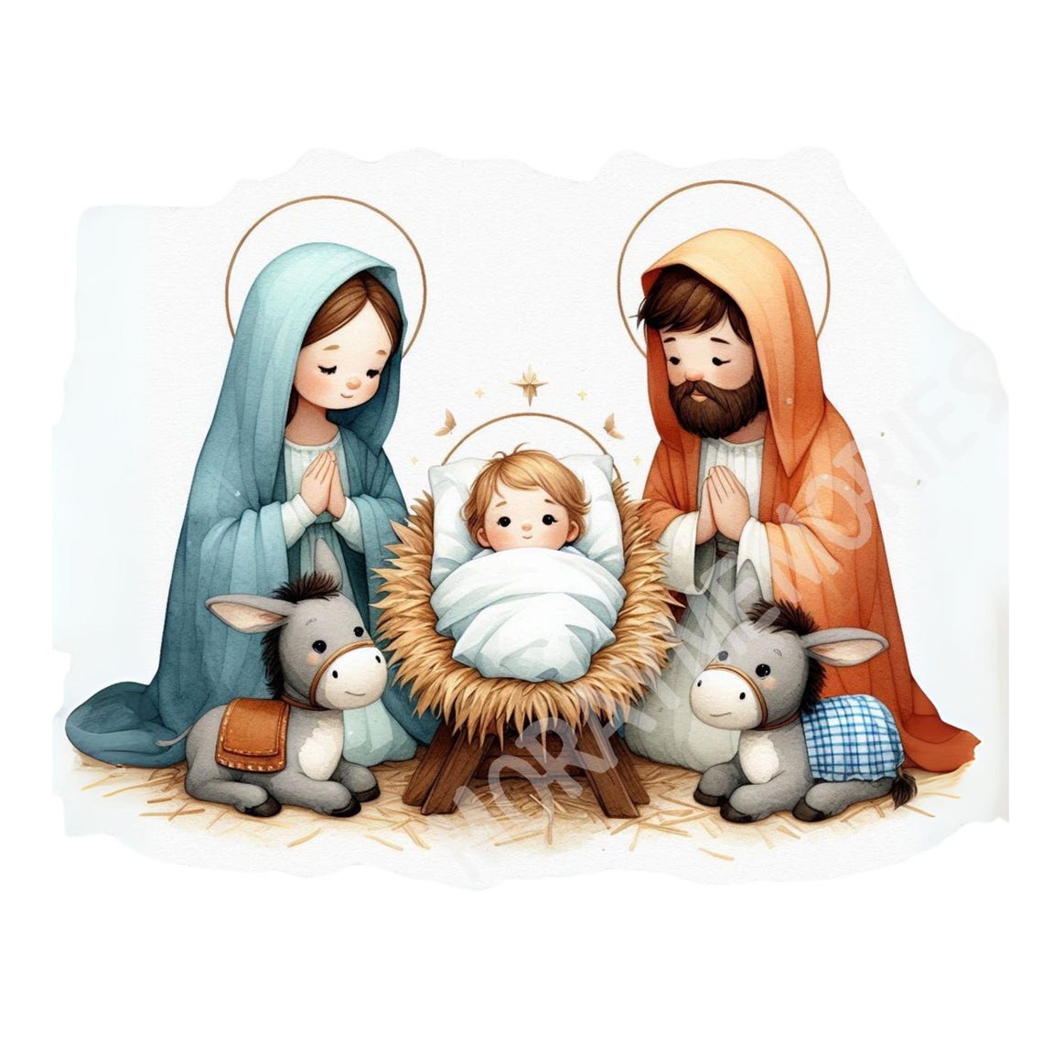Cute Nativity Scene Clipart – High-quality Pngs for Memory Books, Junk ...