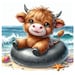 Watercolor Summer Highland Cows Collection Clipart, PNG Beach Clipart ...