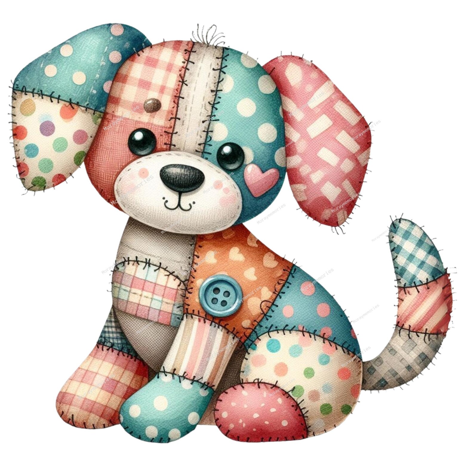 Adorable Patchwork Dog PNG – Whimsical Fabric Puppy Clipart, Fabric ...