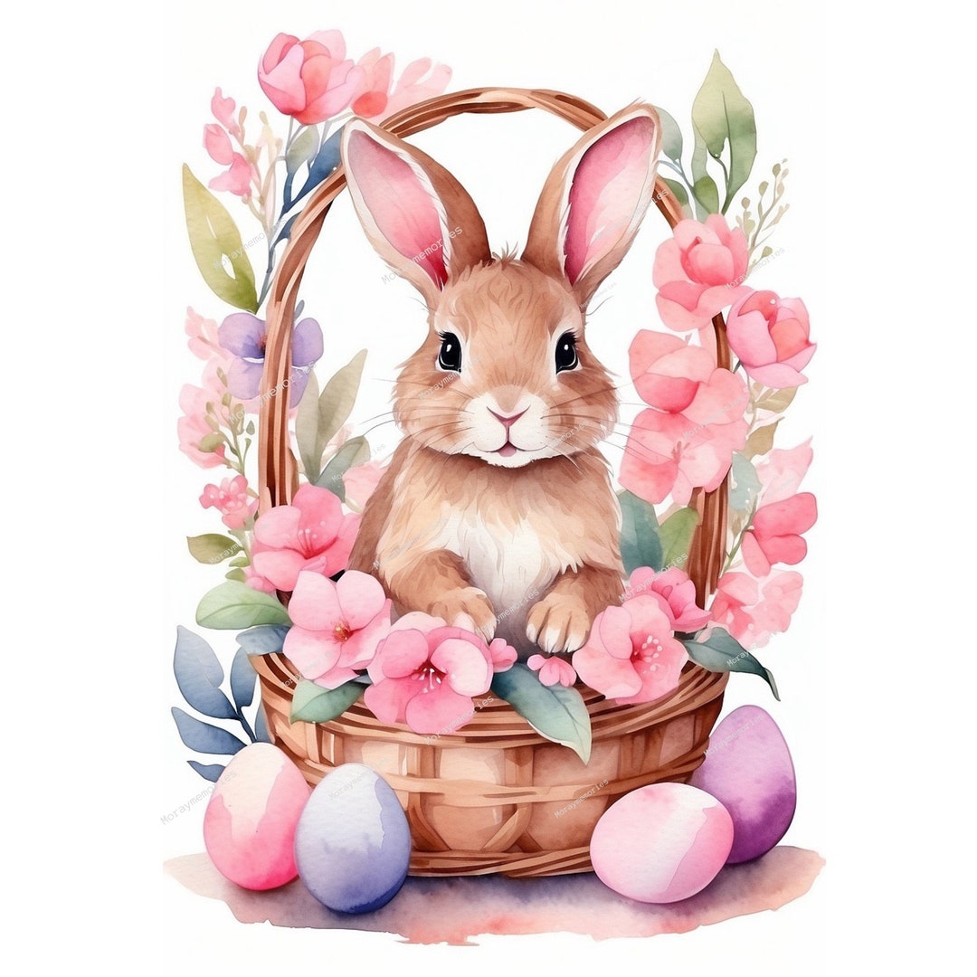 Happy Easter Bunny Basket PNG, Easter Clip Art, Easter Spring Decor PNG ...
