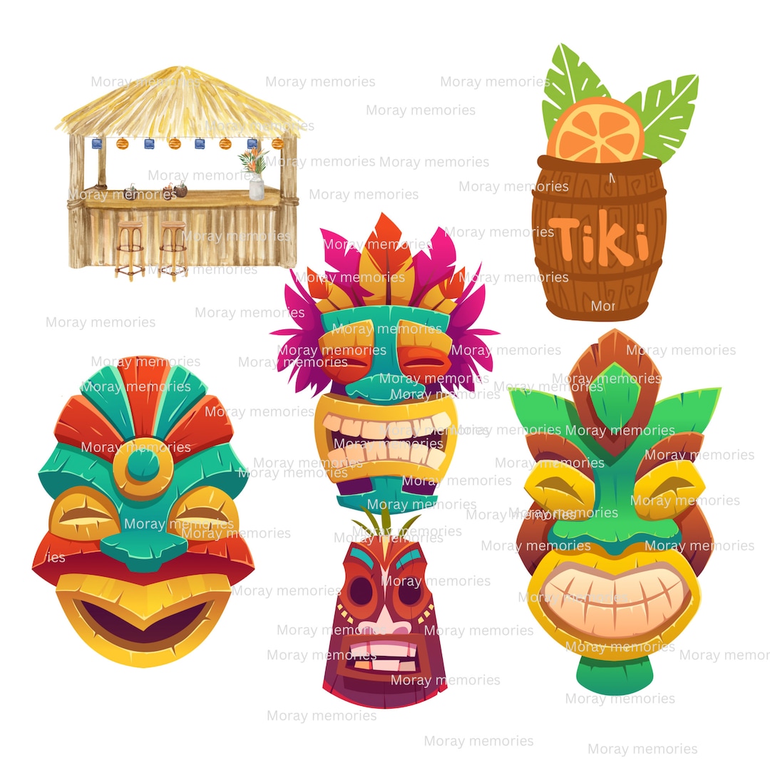 Hawaiian Tiki Mask Clipart Tiki Mask Clipart Tropical Clipart Hawaiian ...