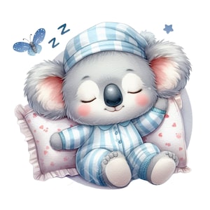 Watercolor Sleepy Animals Clipart Bundle, Cute Animals PNG, Cute Animal ...