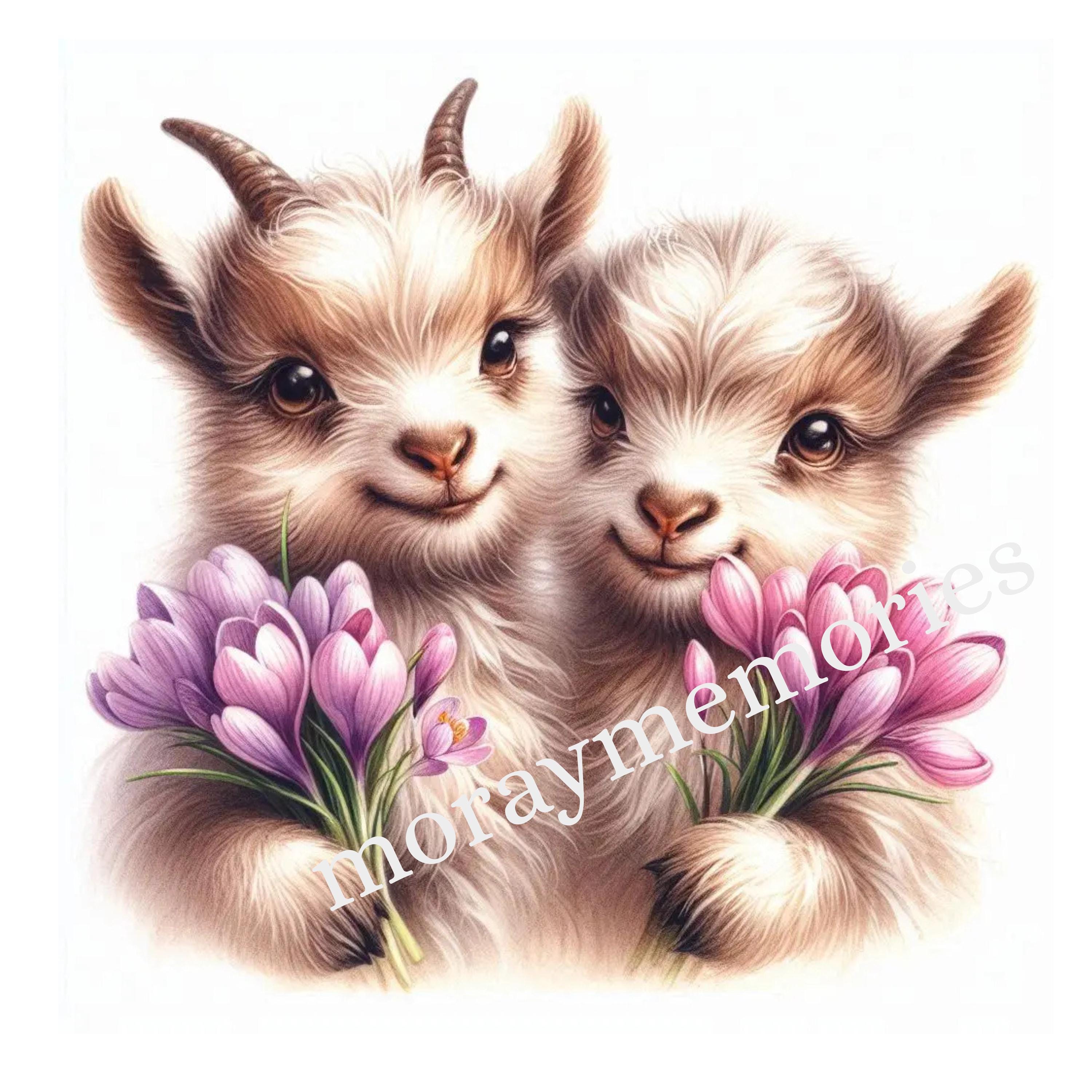 Valentine’s Day Farm Animals Clipart – 10 Cute Whimsical JPG Graphics ...