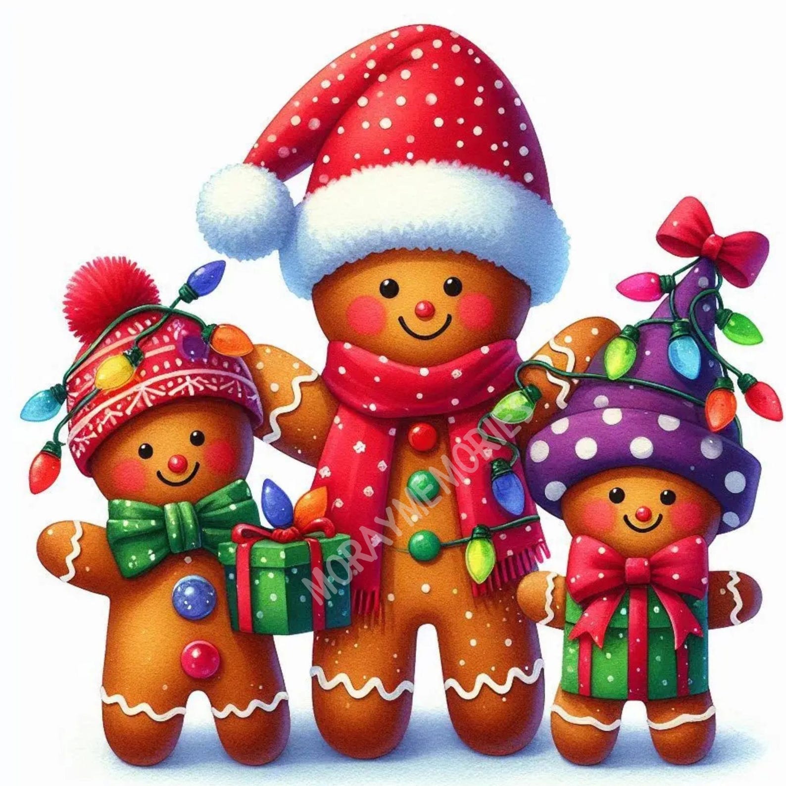10 Whimsical Gingerbread Men Clip Art | Watercolor Christmas Jpgs ...