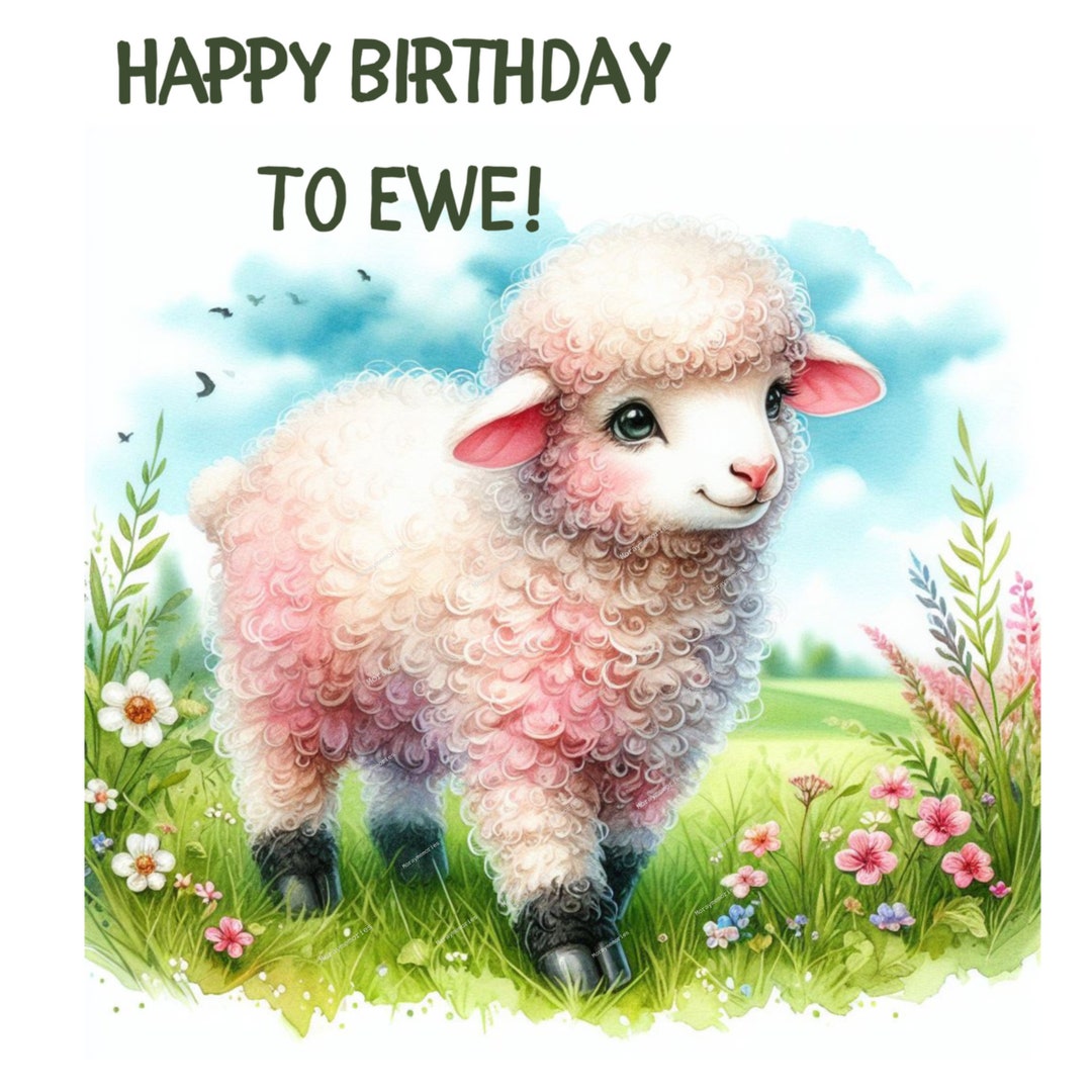 Happy Birthday to Ewe Clipart, Cute Birthday Card, Cute Sheep, Lamb - Etsy