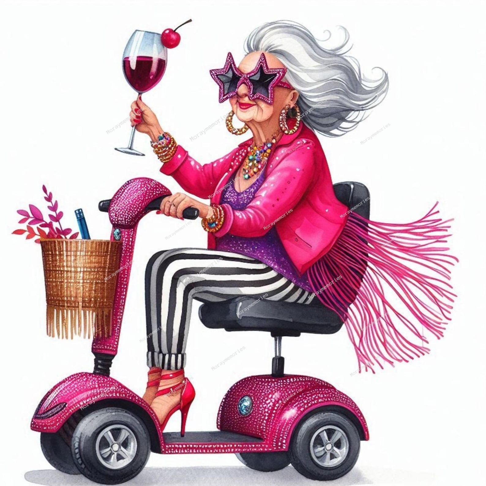 Funny Retirement Lady Clipart Bundle – 11 Sassy Wine Grandma ...