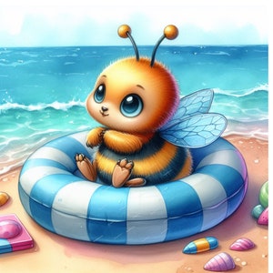 PNG Bees at Beach, Clipart Bundle, Cute Bees Clipart Bundle, Cute Bees ...