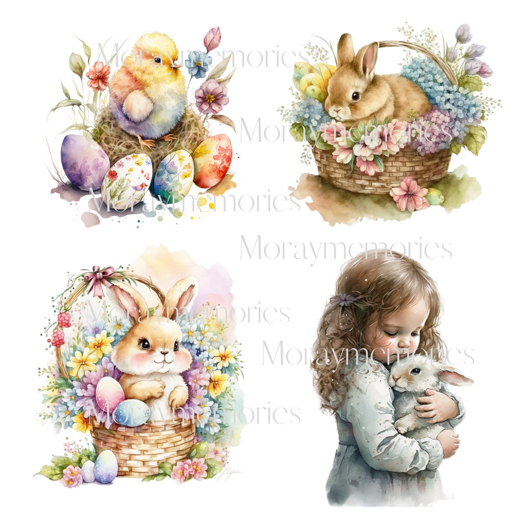 Bunny, Rabbit, Watercolor Easter Rabbit Bundle, Rabbit Clipart, Rabbit ...