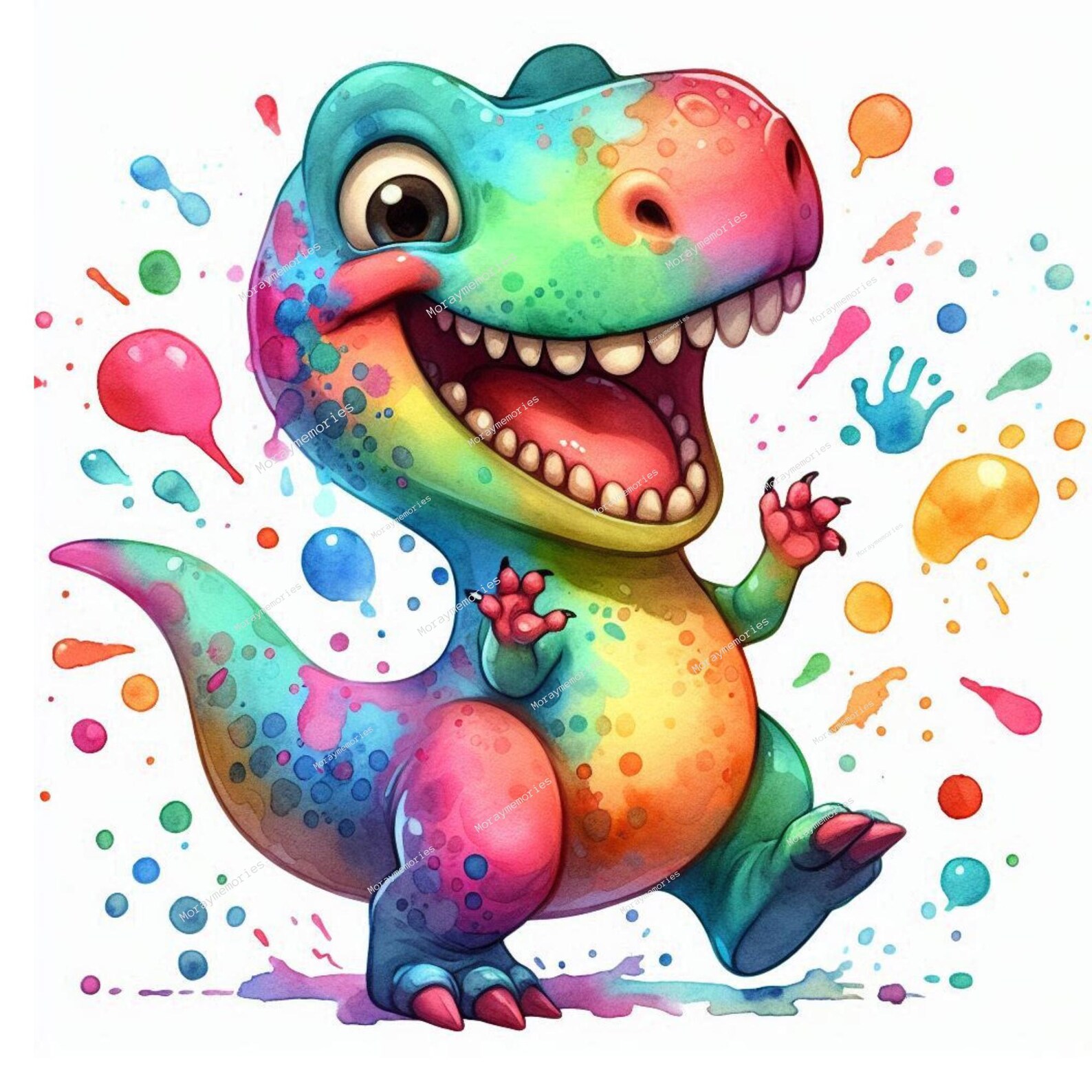 11 Quirky T-rex Clipart Bundle, Funny Watercolor Dinosaur Jpgs ...