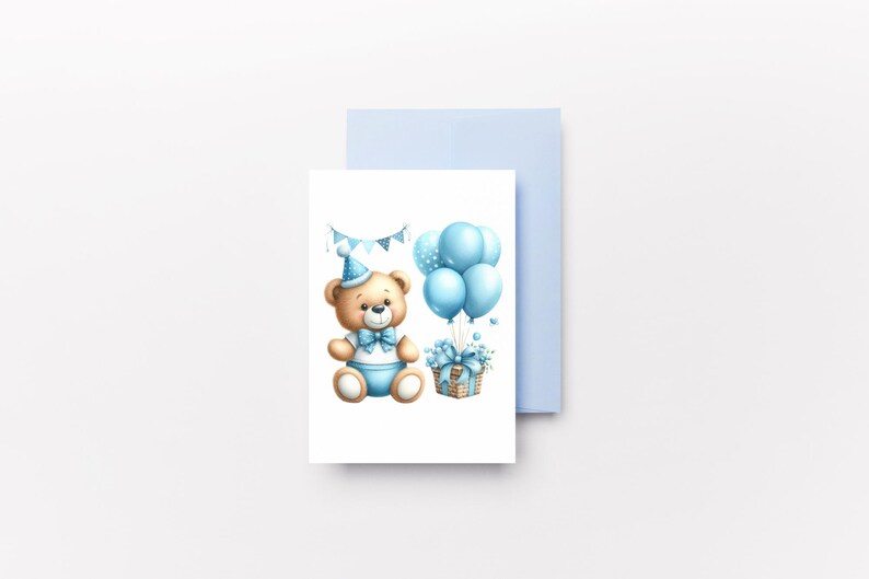 Osito de peluche con globos azules PNG – Lindo bebé niño clipart, baby ...