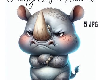 40 JPG, Funny Grumpy Animals Clipart Bundle, Funny Grumpy Safari ...