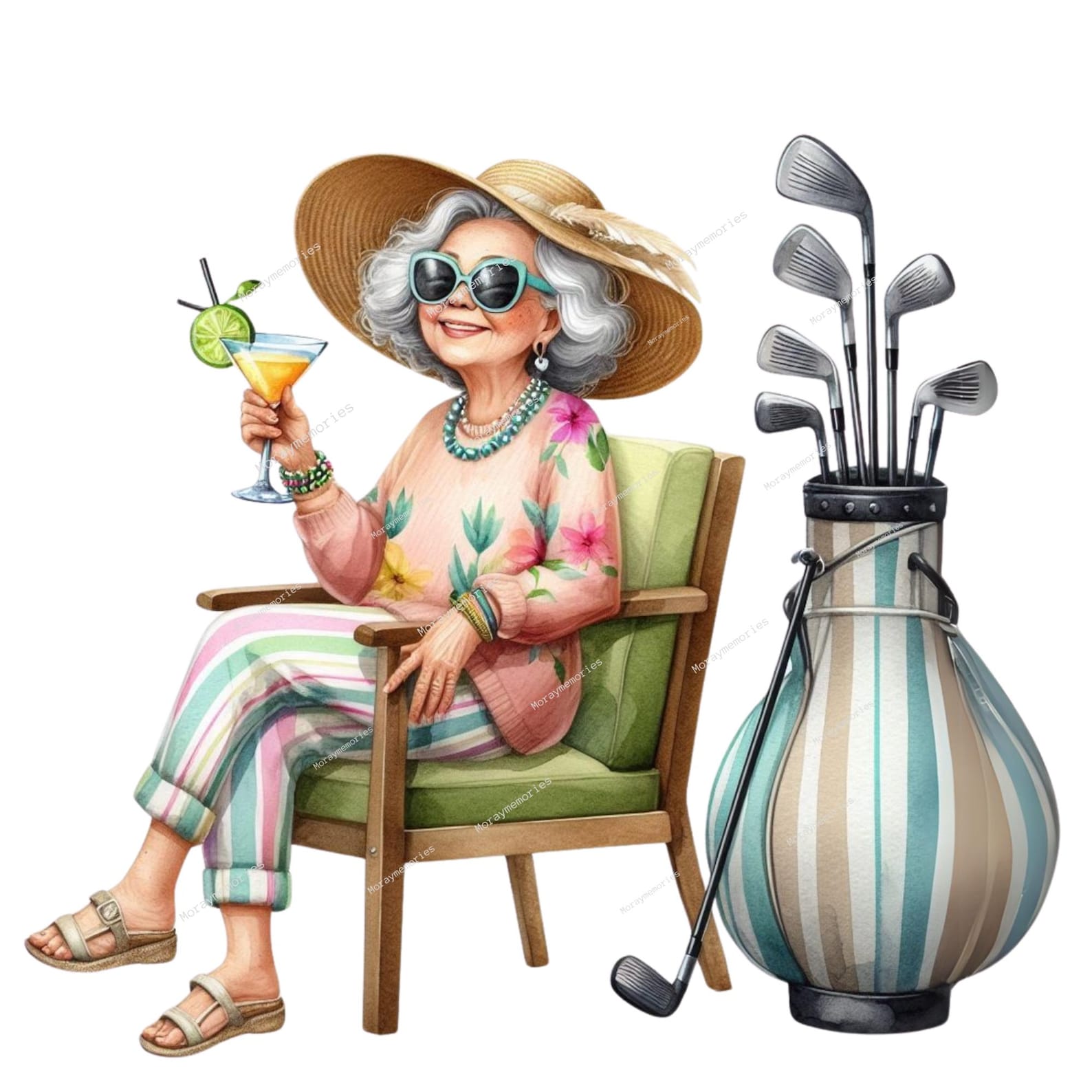 Senior Lady Golfer With Cocktails 10 PNG Clipart Elegant Woman With ...