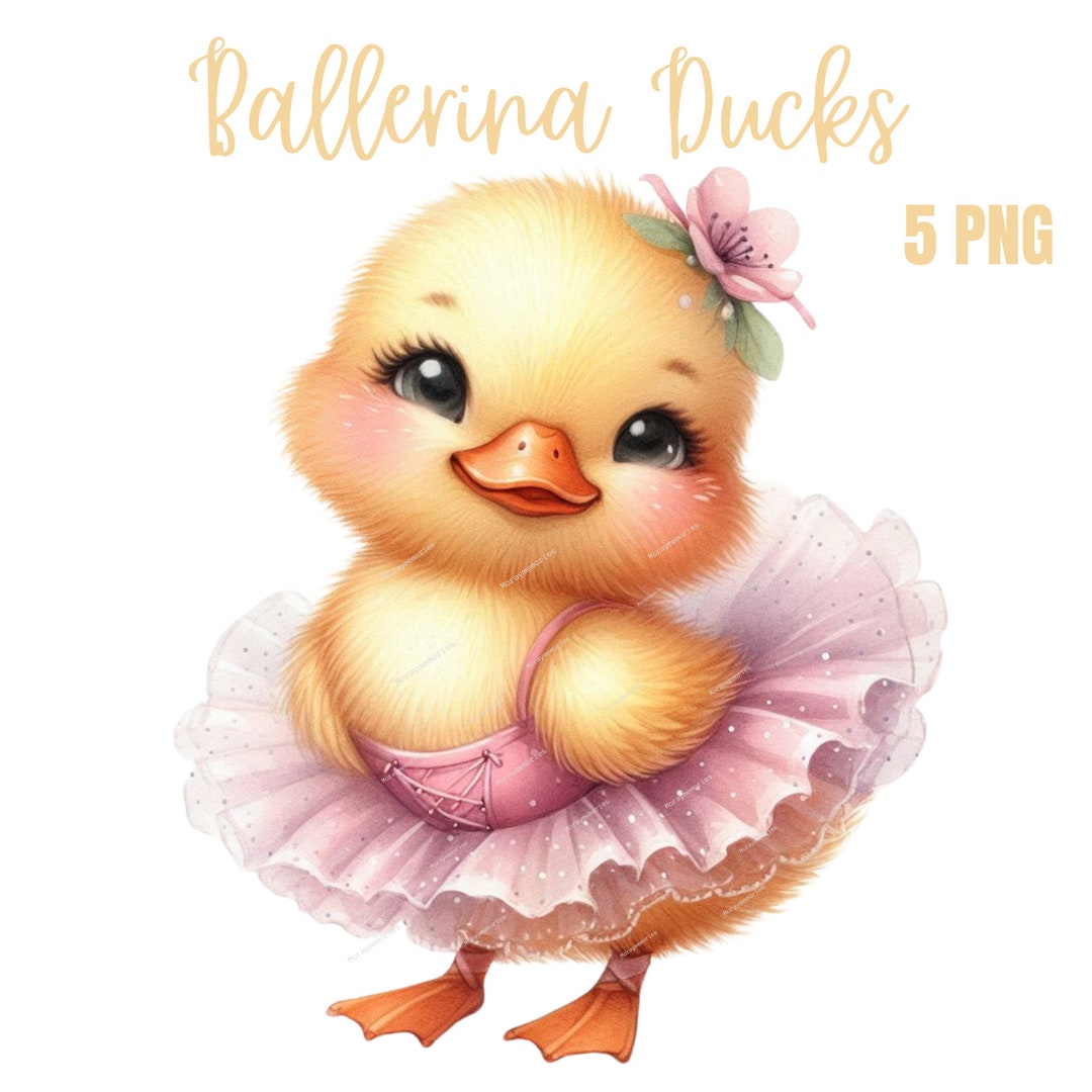 Watercolor Ballerina Duck Clipart, PNG Duckling Clipart, Ballet Duck in ...