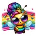 Rainbow Bee Clipart, Cute Bumblebee Clip Art PNG Messy Bun Rainbow ...