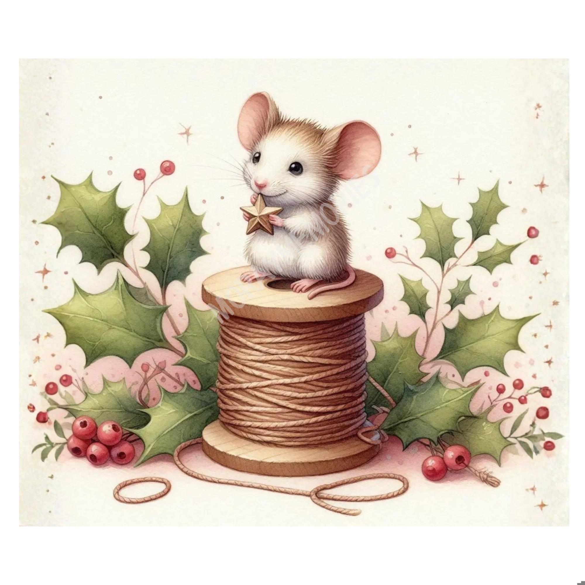 10 Christmas Mouse Clipart Images – Watercolor Spool Art | High-quality ...