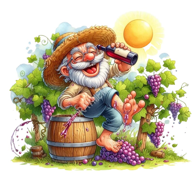 Funny Grandpa Wine Clipart Bundle – 10 PNG Files, Funny Old Man ...
