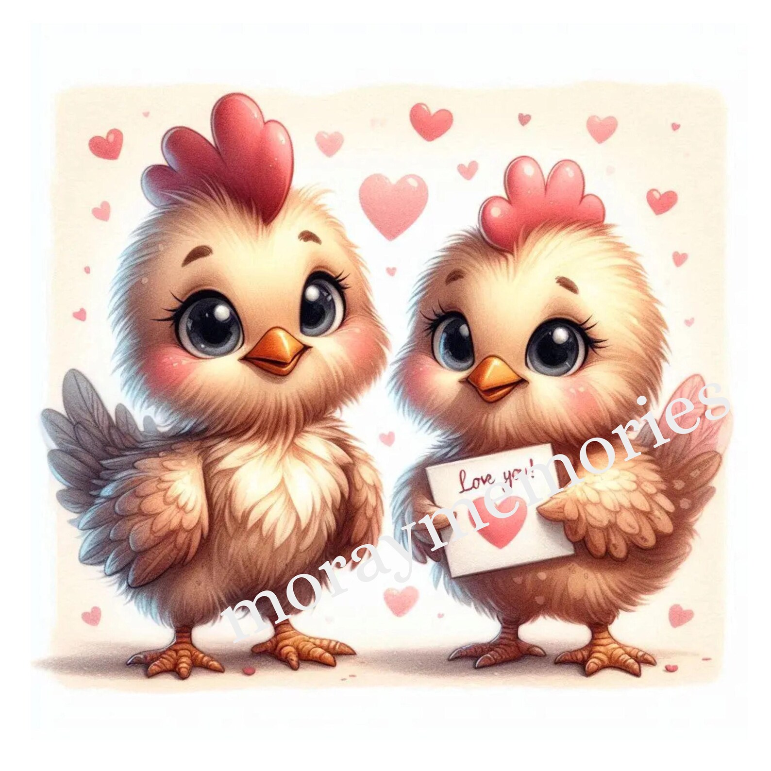 Valentine’s Day Farm Animals Clipart – 10 Cute Whimsical JPG Graphics ...