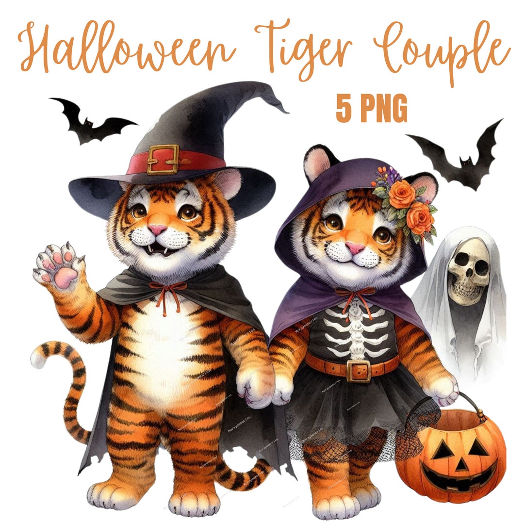Halloween Tiger Couple PNG, Halloween Sublimation Digital Design ...