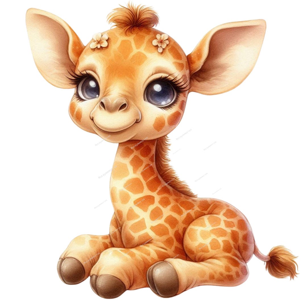 10 Baby Giraffe Clipart, Cute Giraffe for Nursery, Printable Watercolor ...