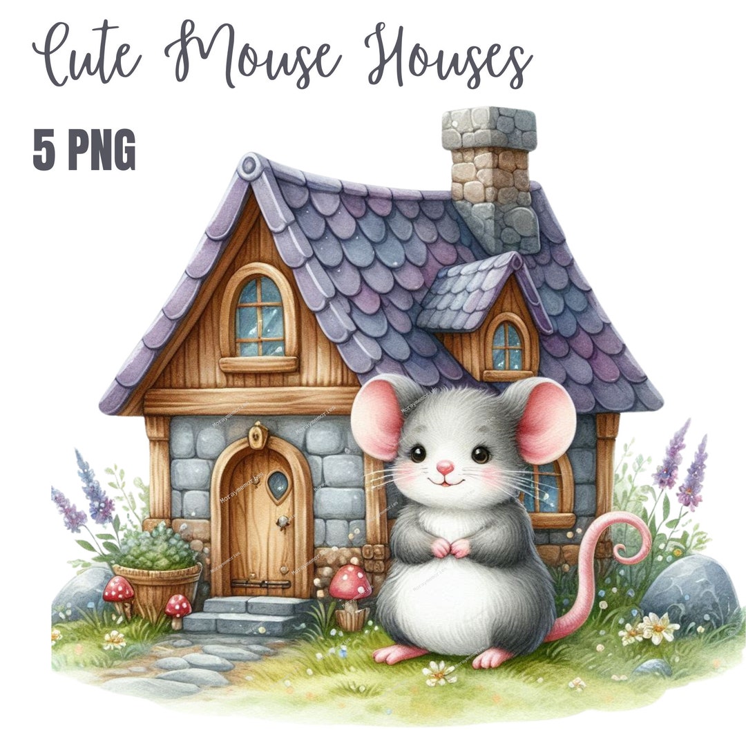 Watercolor Mouse House PNG, Cute House Clipart, Little Mice, Cottage ...