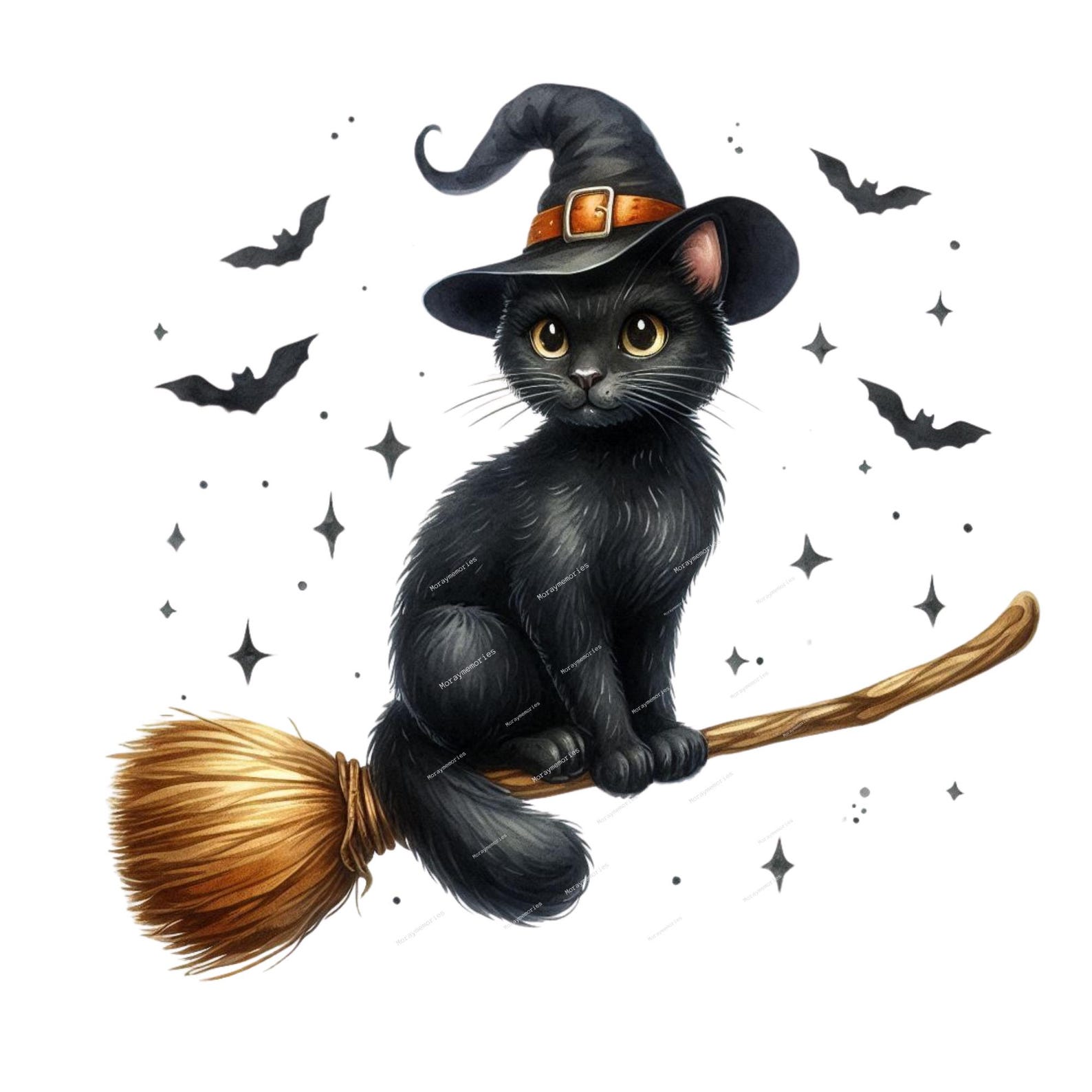 Mystical Halloween Black Cat Clipart Png,halloween Sublimation Digital ...