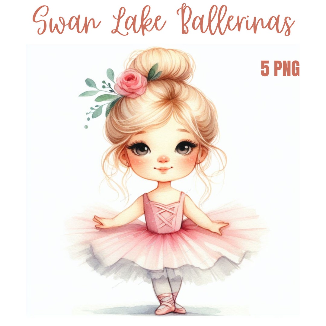 Watercolor Ballerina Clipart, Little Ballerina, Swan Lake Clipart, Pink ...