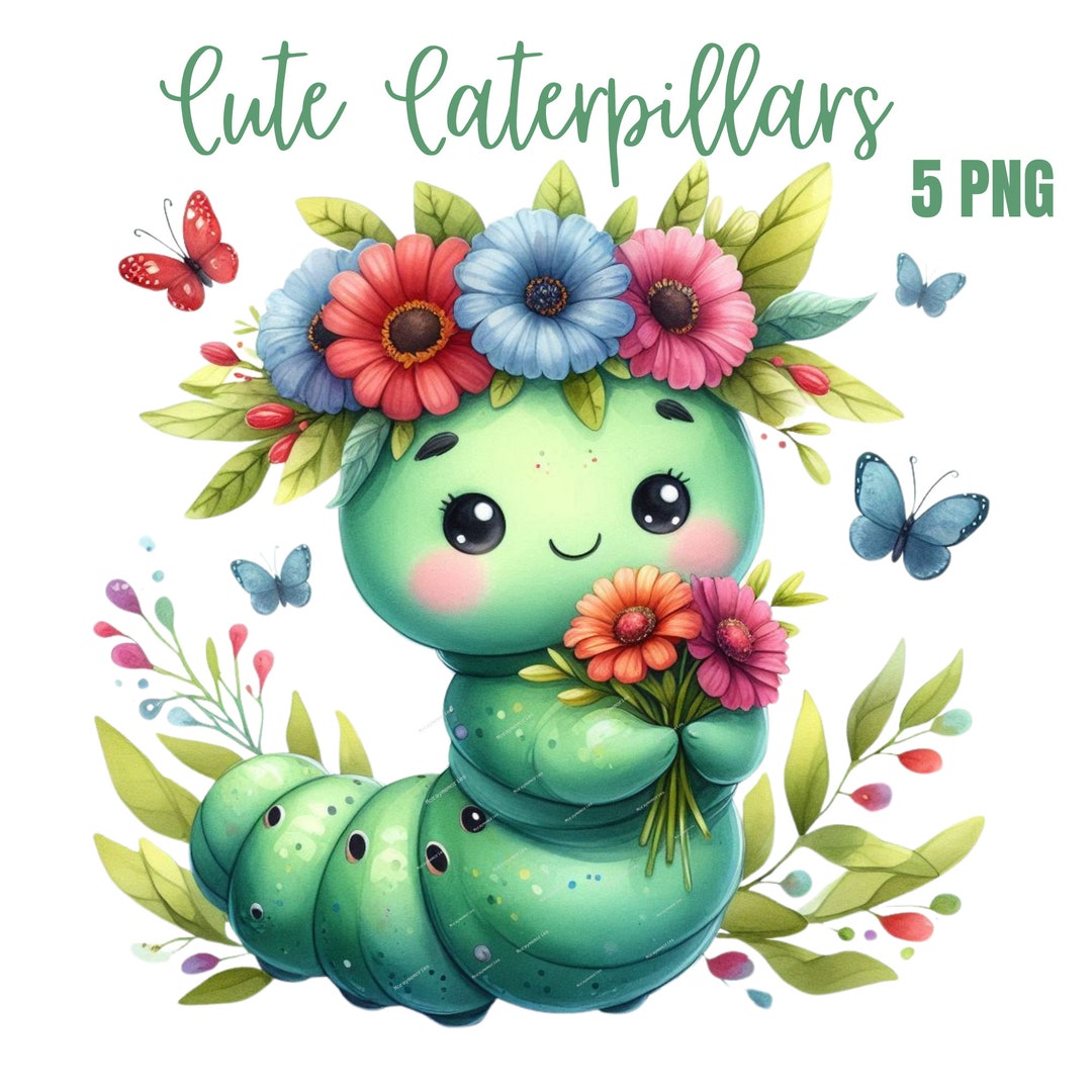 Watercolor Caterpillar PNG Clipart, Instant Download,nursery Decor ...