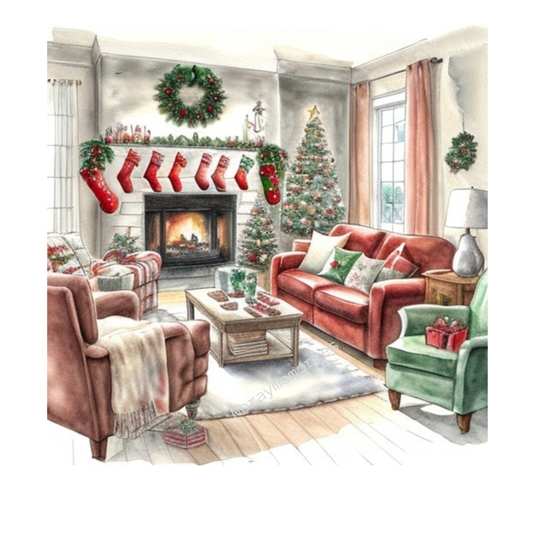 Christmas , Christmas Rooms Clipart 5 High Quality Jpgs, Digital ...
