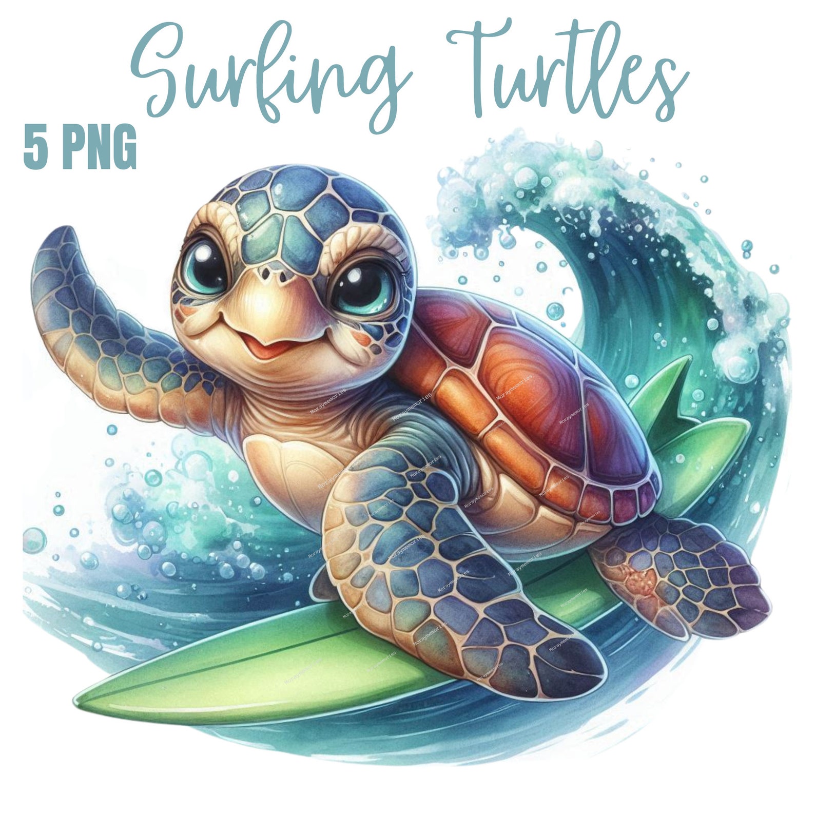 Cute Surfing Turtles Clipart, Beach PNG, Vibrant Vacation Beach Vibes ...