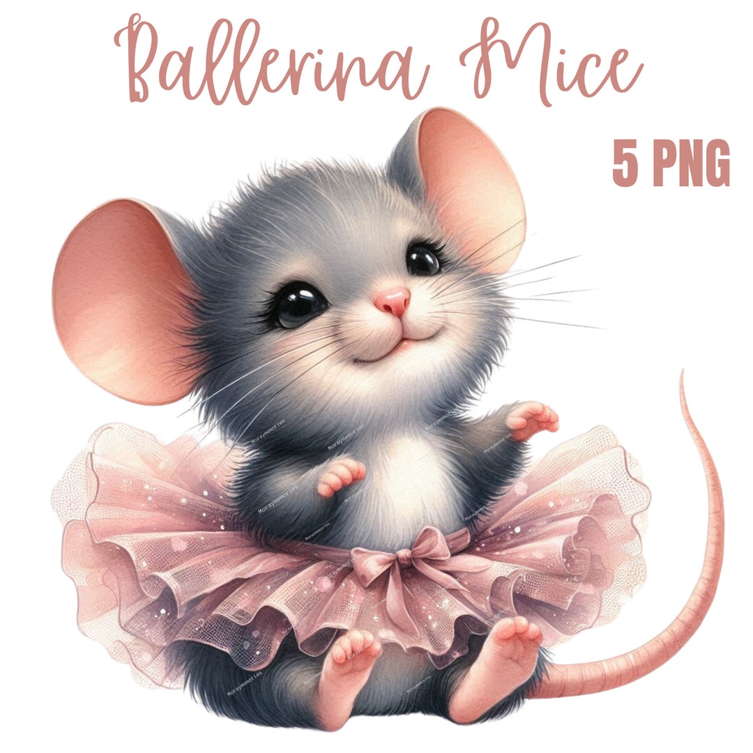Watercolor Ballerina Mice Clipart, PNG Mouse Clipart, Ballet Mice in ...