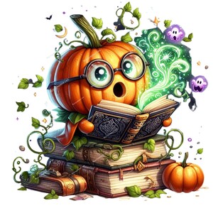 Magic in the Air – 10 Pumpkin PNG Clipart, Watercolor Halloween ...