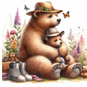 PNG Father’s Day Clipart, Cute Daddy Bear and His Baby, Cute Bear PNG ...