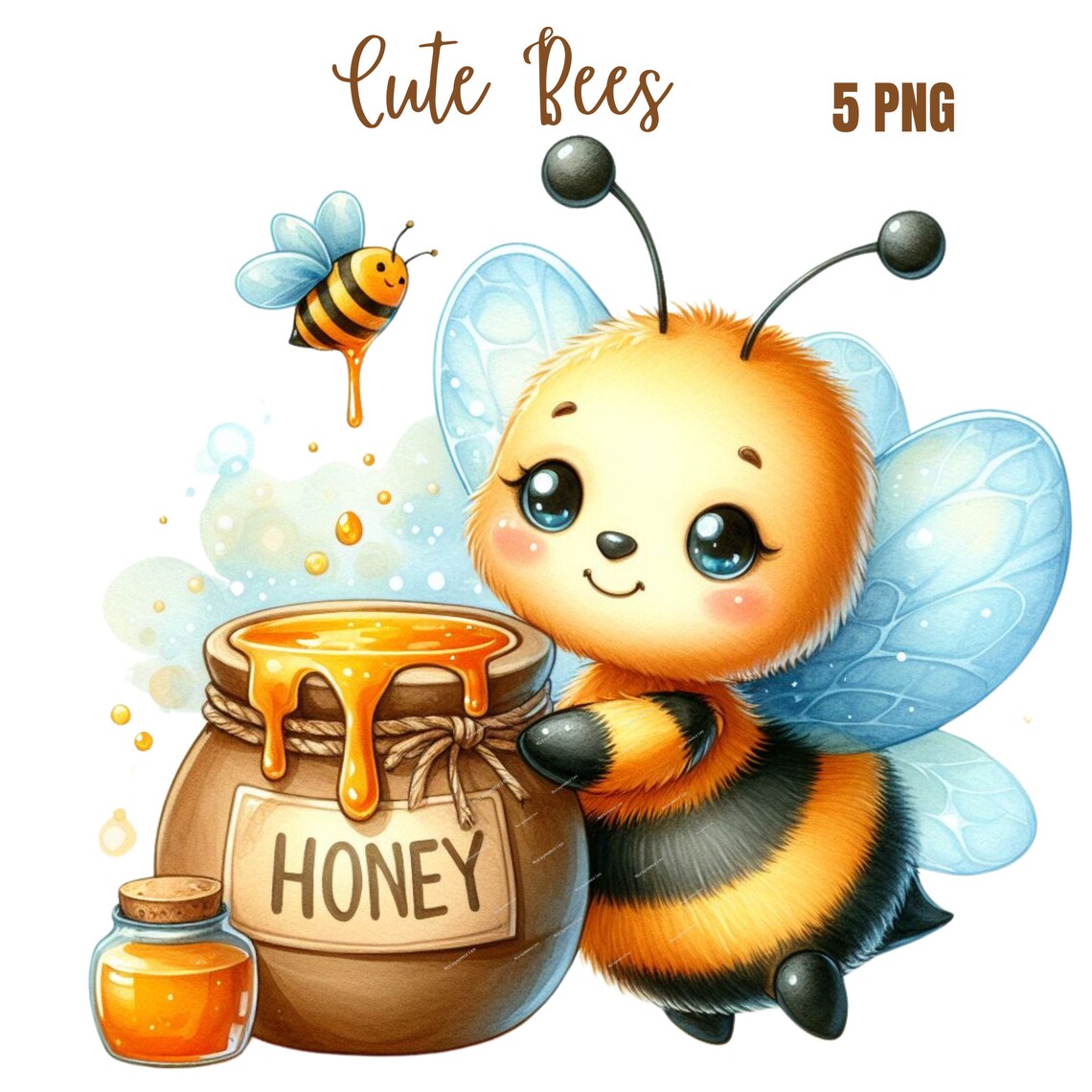 Sweet Bees Clipart Bundle PNG – Cute Honey Bee Clipart Set, Adorable ...