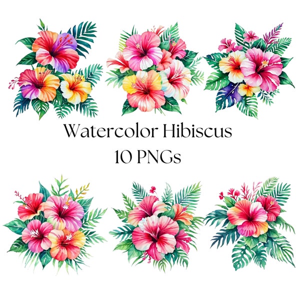 Watercolor Hibiscus - Etsy