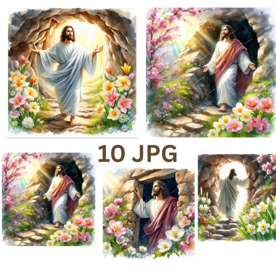 Jesus Christ Clipart Set – Easter Resurrection Watercolor, 10 High ...