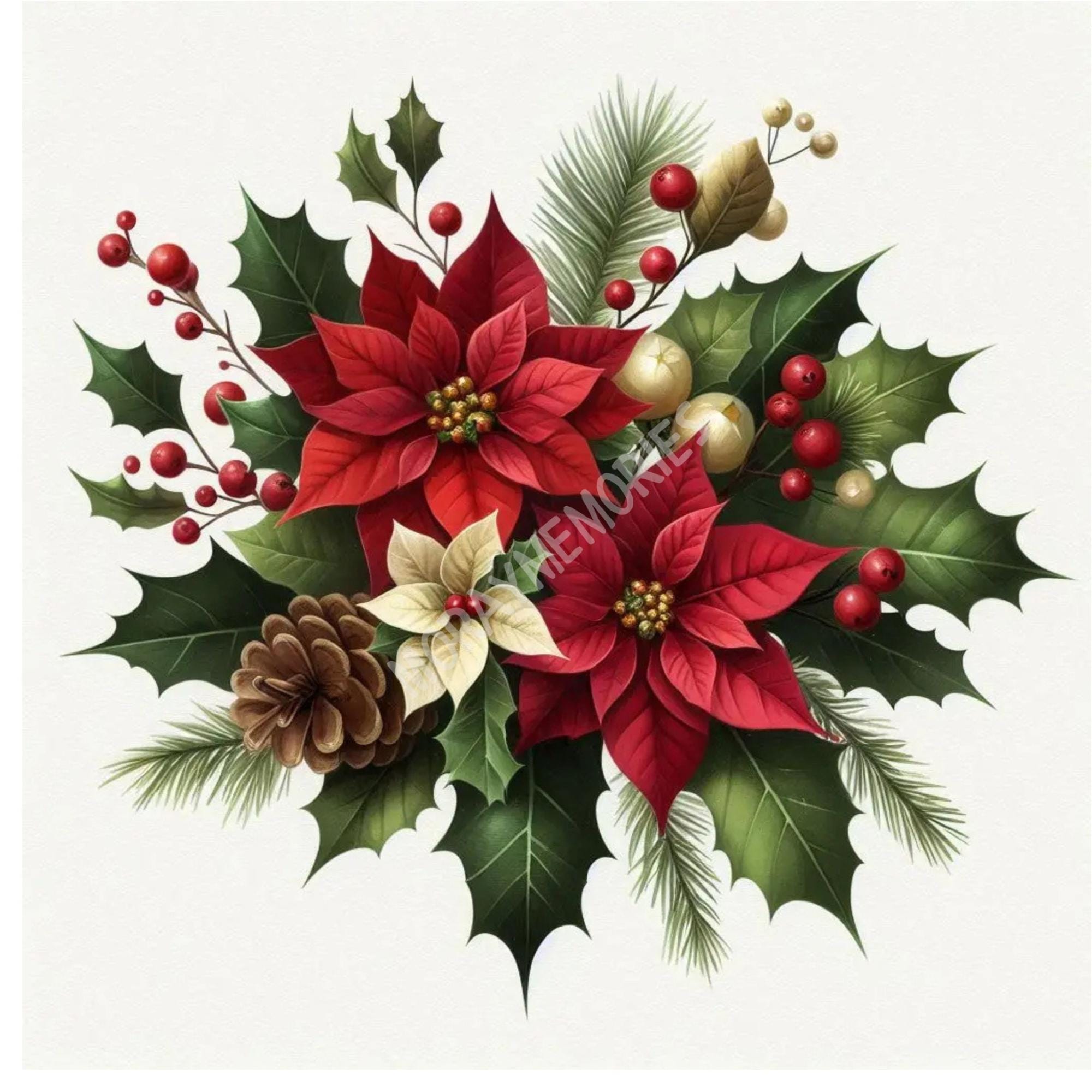 Poinsettia Clipart Bundle | Christmas Flower Watercolor Jpgs Holiday ...