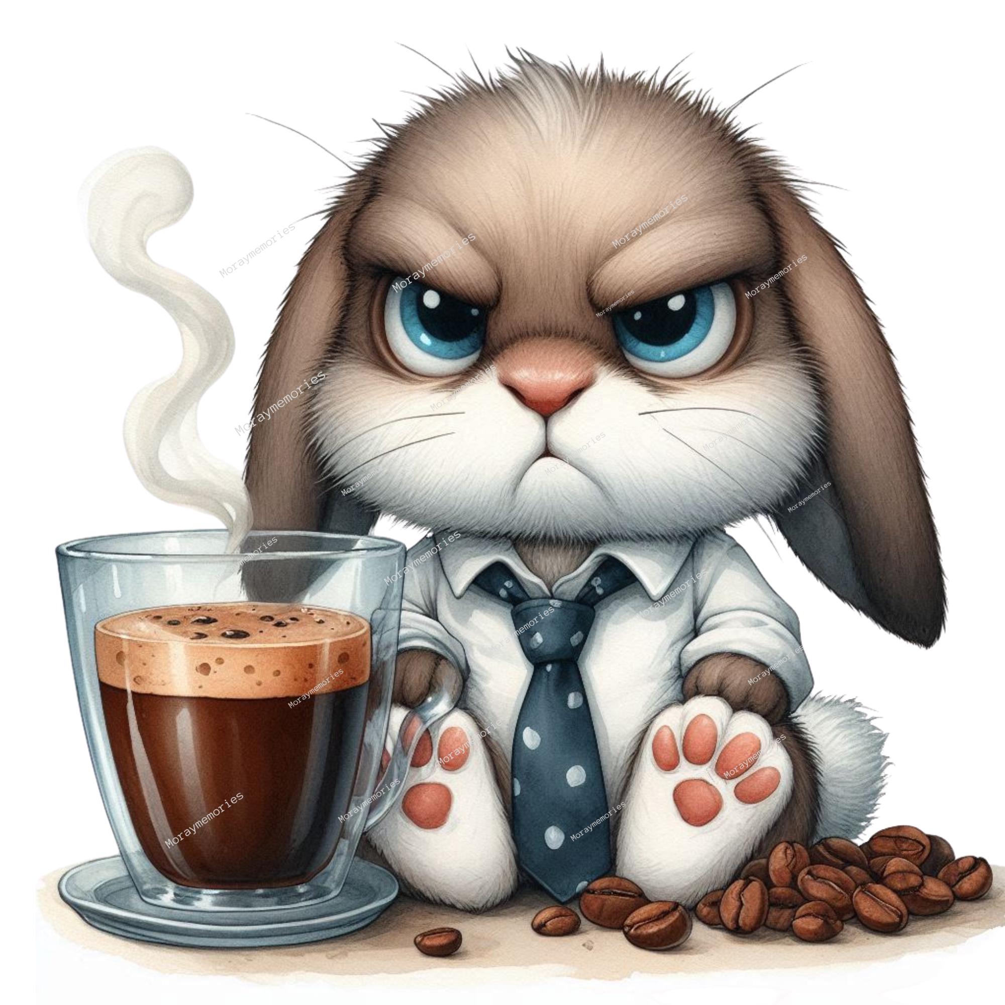 Grumpy Coffee Animals Clipart, Funny Animals,high Quality Pngs, Digital ...