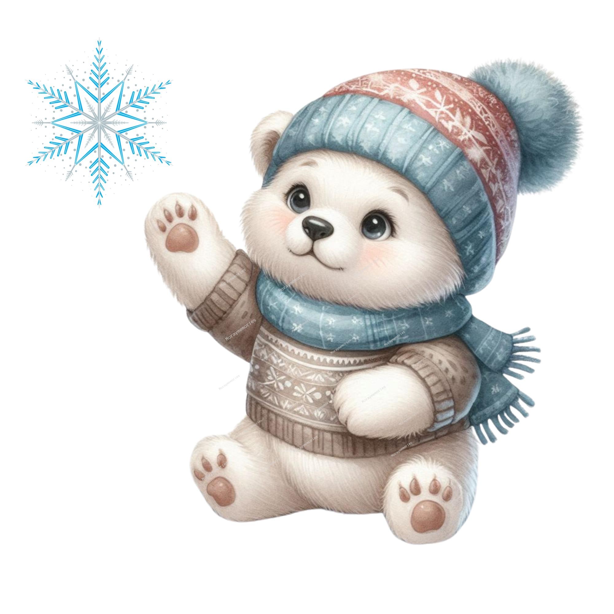 Cute Christmas Baby Polar Bears Clipart, High Quality Pngs, Memory Book ...
