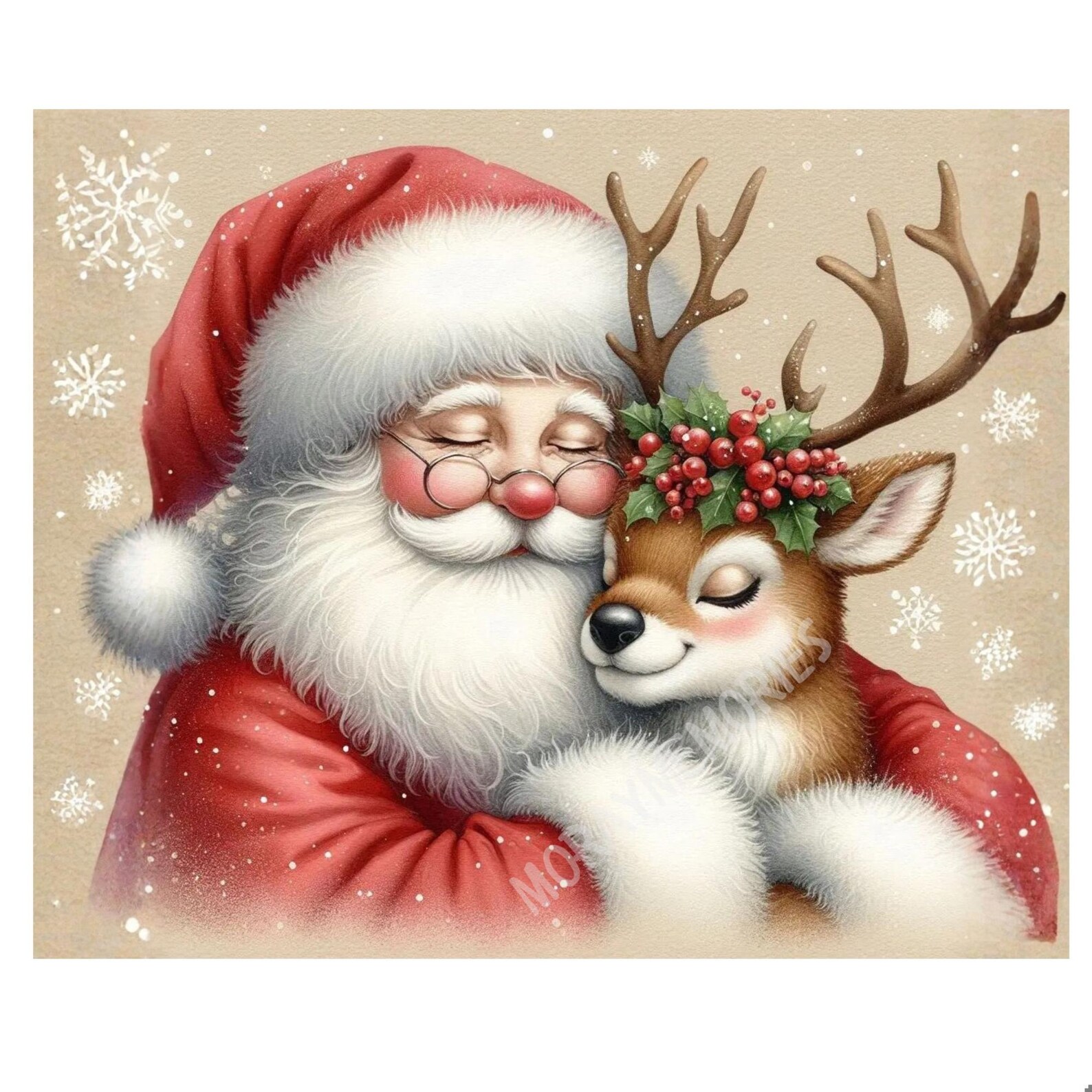 Christmas Santa & Reindeer Clip Art | Watercolor Clipart 10 Jpgs ...