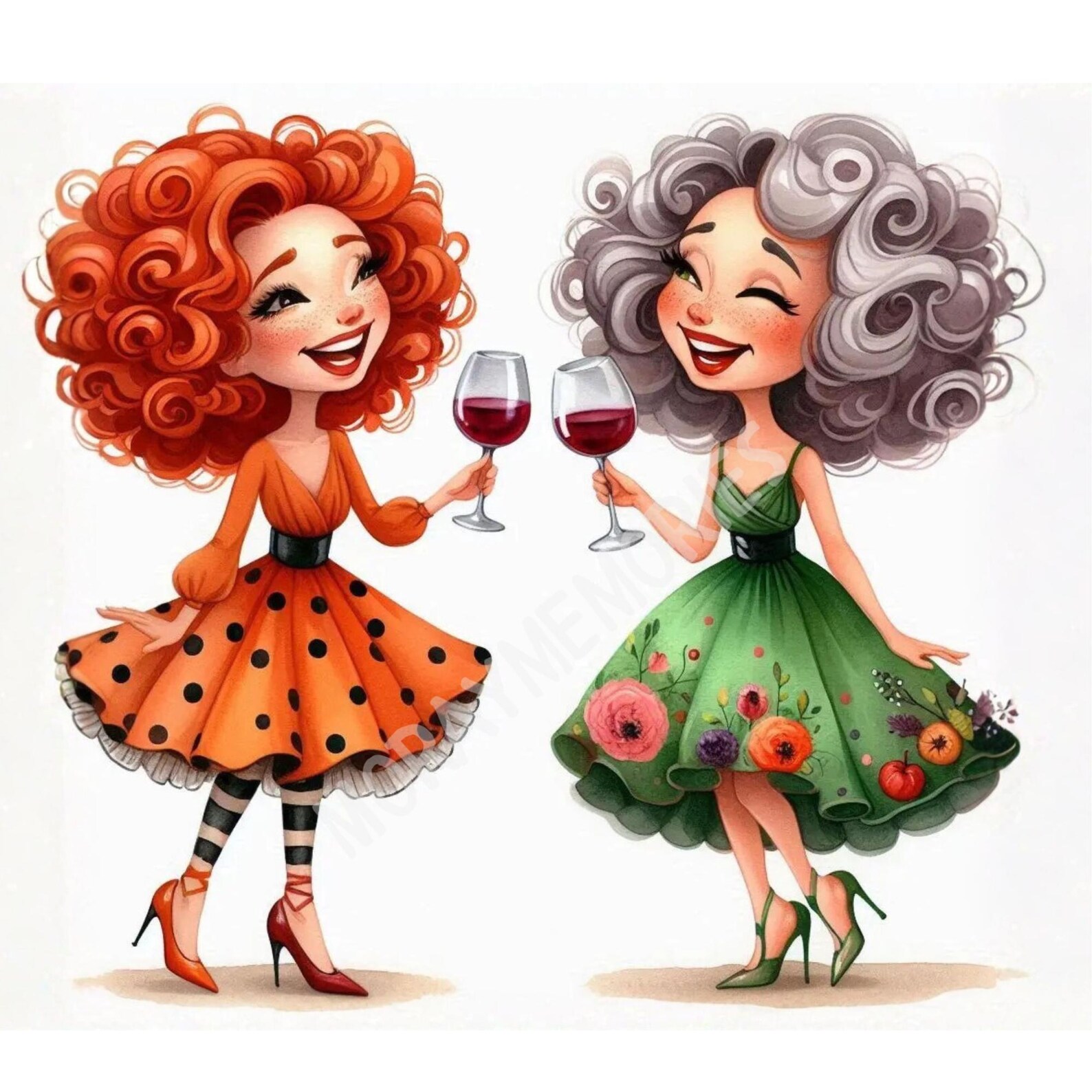 10 Whimsical Quirky Friends Clipart | Watercolor Digital Download ...