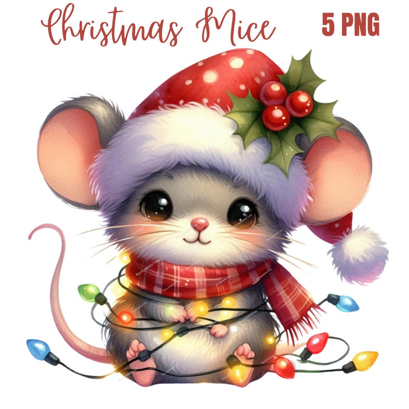 Christmas Mouse Clipart - Etsy