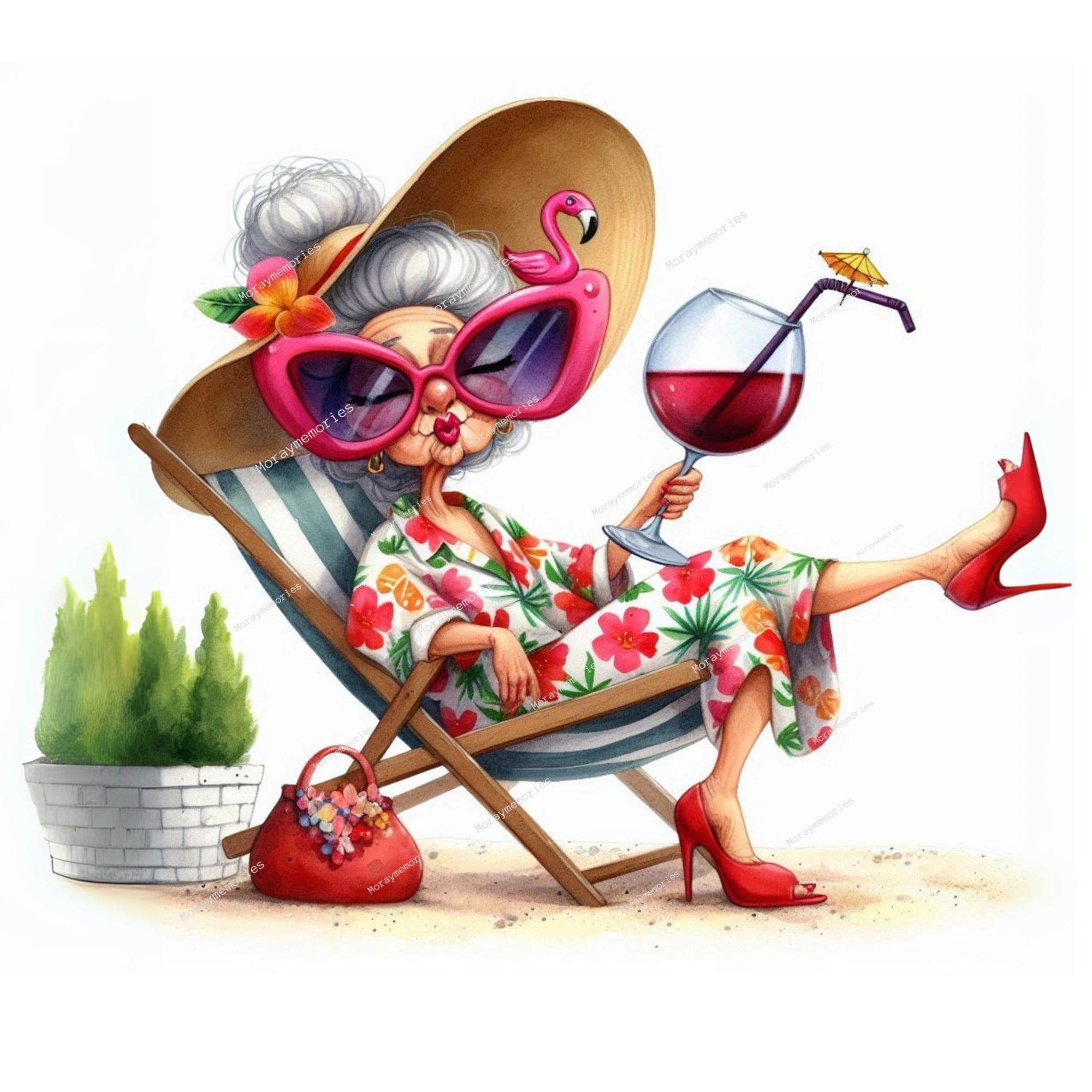 Funny Retirement Lady Clipart Bundle – 11 Sassy Wine Grandma ...