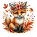 Cute Fall Fox Clipart PNG, Woodland Fox Collecting Apples, Autumn ...