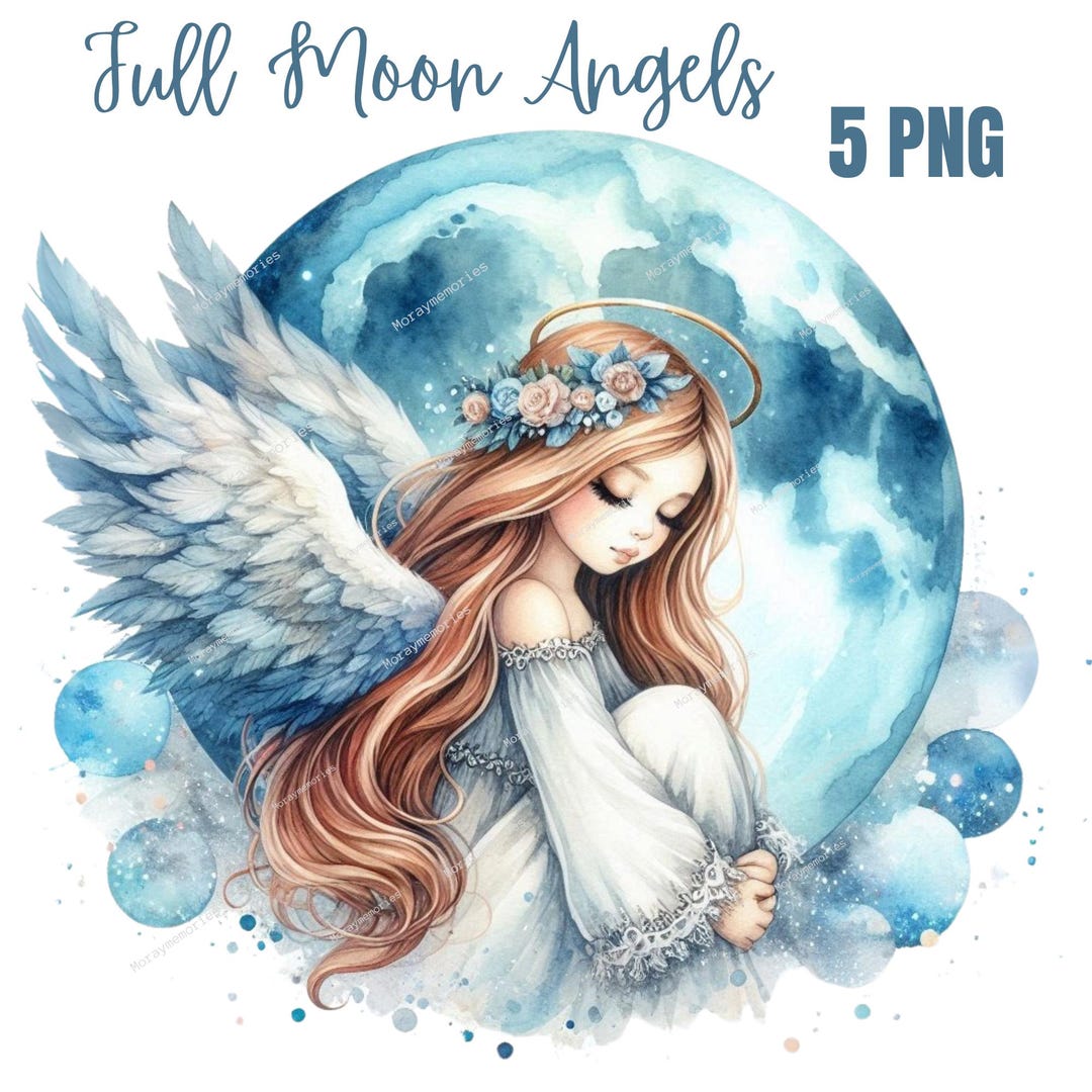 Full Moon Angel Clipart, Halo Clipart, Heaven Clipart, Pastel Angel PNG ...